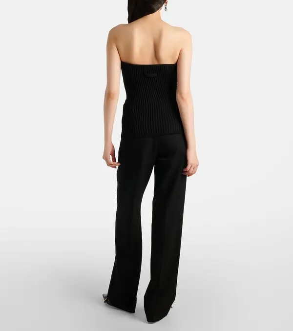 JEAN PAUL GAULTIER Ribbed-knit Wool-blend Corset - Black