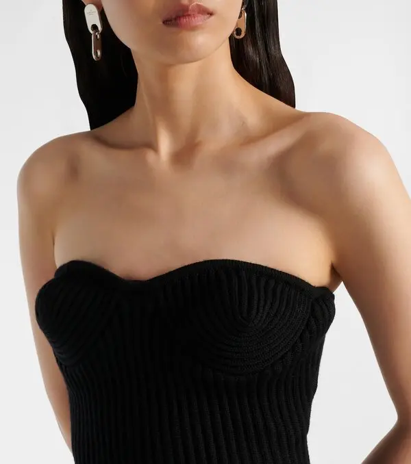 JEAN PAUL GAULTIER Ribbed-knit Wool-blend Corset - Black