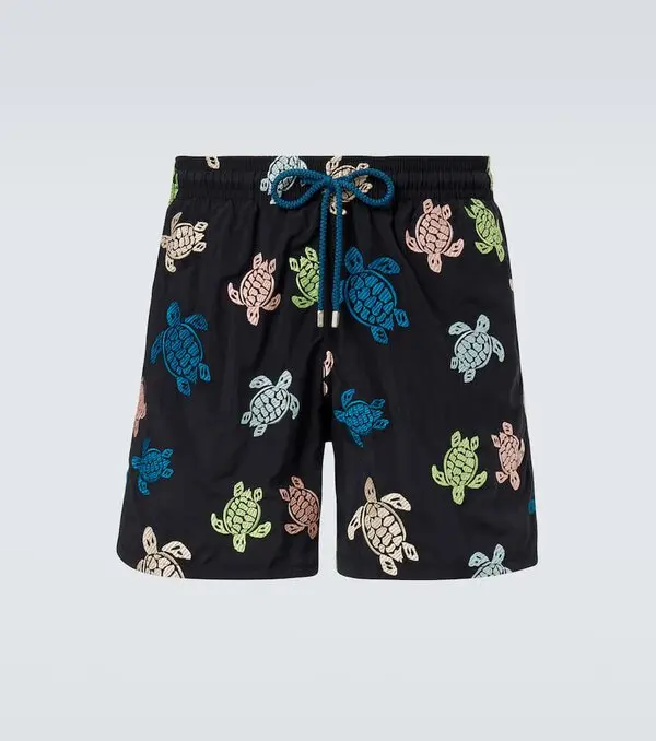 Vilebrequin Mistral Embroidered Swim Trunks - Black