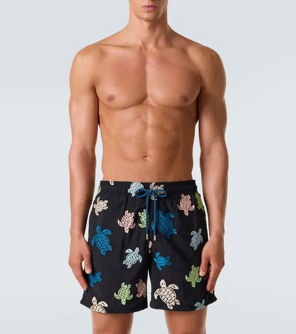 Vilebrequin Mistral Embroidered Swim Trunks - Black