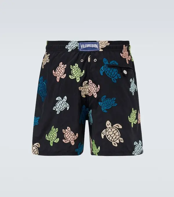 Vilebrequin Mistral Embroidered Swim Trunks - Black