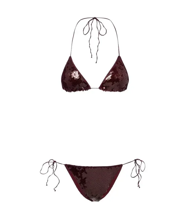 Oseree Marylin Sequined Bikini - Burgundy