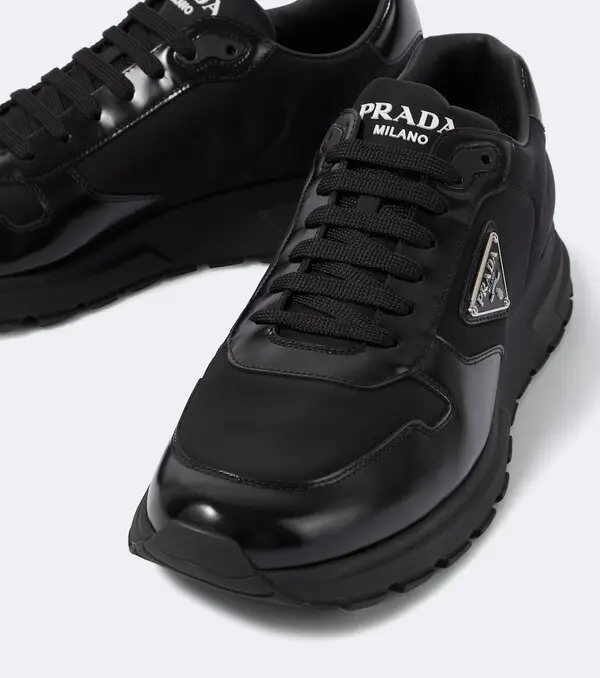 Prada Re-nylon And Leather Sneakers - Black