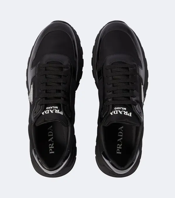 Prada Re-nylon And Leather Sneakers - Black