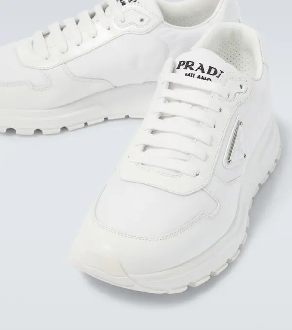 Prada Re-nylon And Leather Sneakers - White