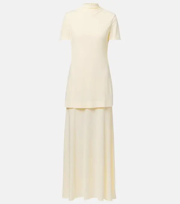JIL SANDER Layered Crêpe Maxi Dress - White