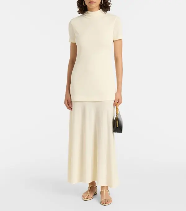 JIL SANDER Layered Crêpe Maxi Dress - White