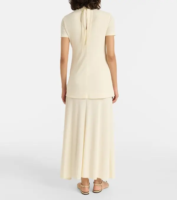 JIL SANDER Layered Crêpe Maxi Dress - White