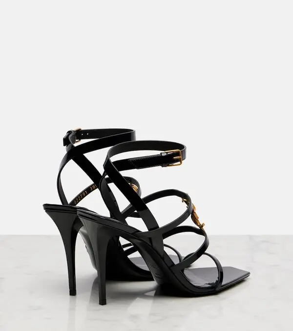 Saint Laurent Cassandra 90 Patent Leather Sandals - Black