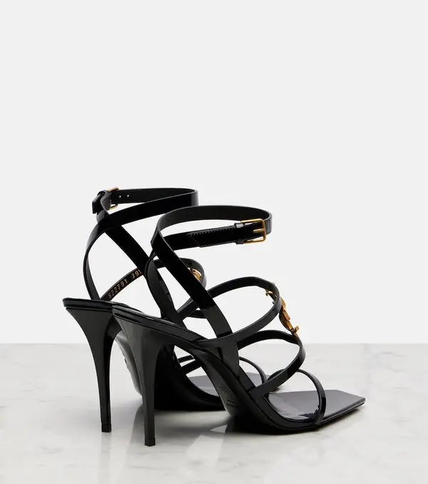 Saint Laurent Cassandra 90 Patent Leather Sandals - Black