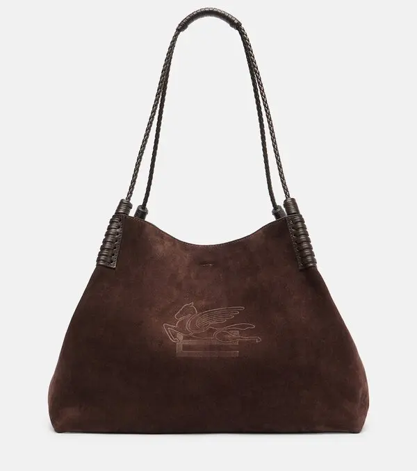 Etro Libra Medium Suede Tote Bag - Brown