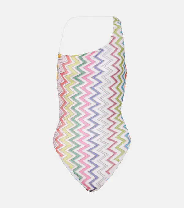 Missoni Zigzag One-shoulder Lamé Swimsuit - Multicoloured