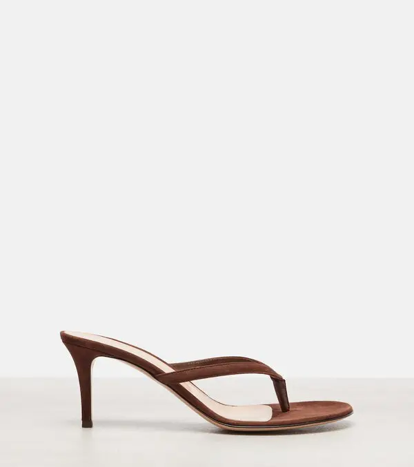 GIANVITO ROSSI Suede Thong Sandals - Brown