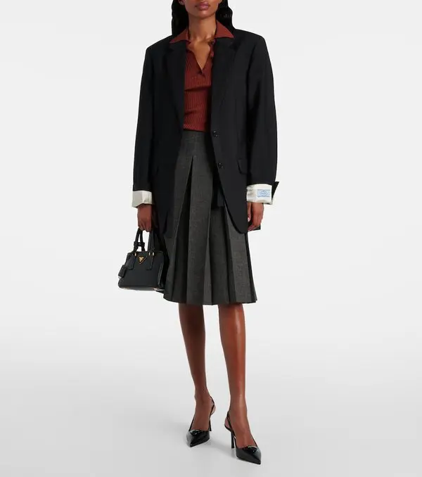 Prada Saffiano Leather Slingback Pumps - Black