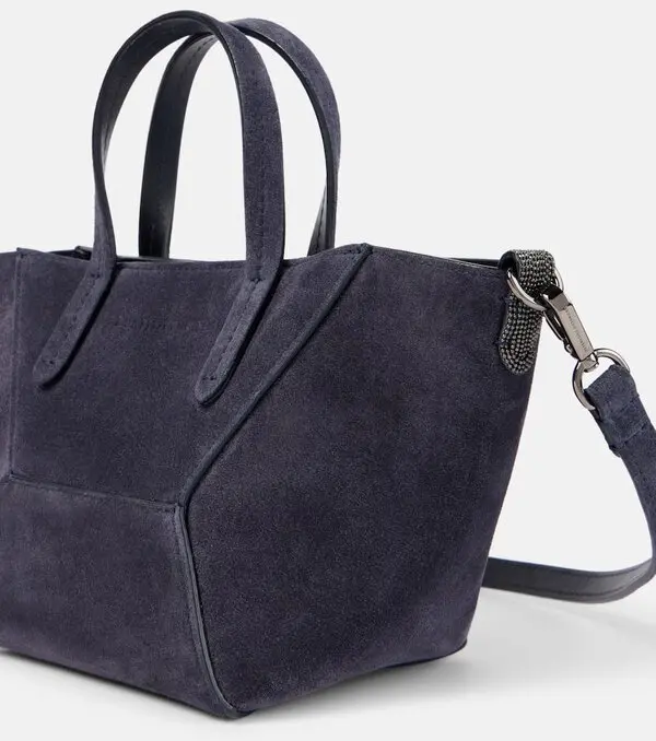 Brunello Cucinelli Monili Suede Tote - Blue