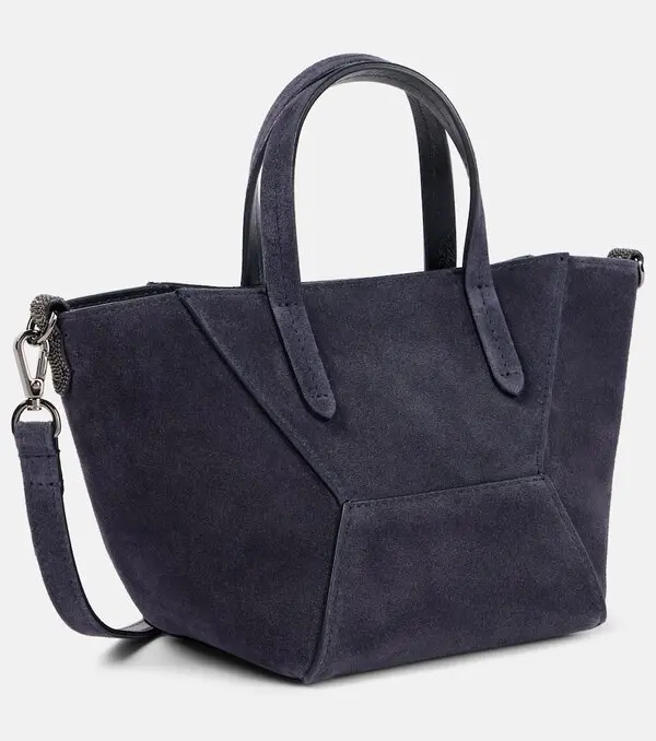 Brunello Cucinelli Monili Suede Tote - Blue