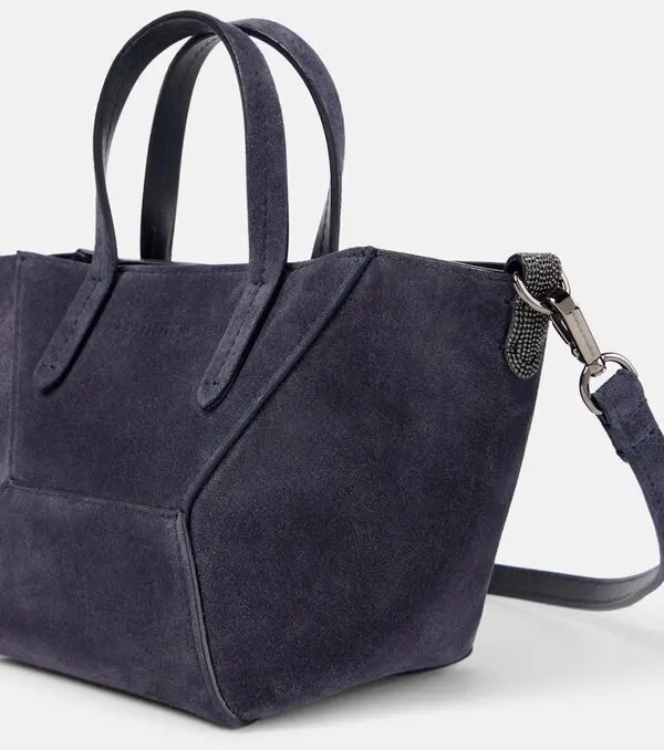 Brunello Cucinelli Monili Suede Tote - Blue