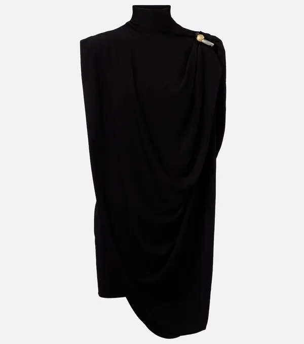 JEAN PAUL GAULTIER Draped Embellished Jersey Minidress - Black