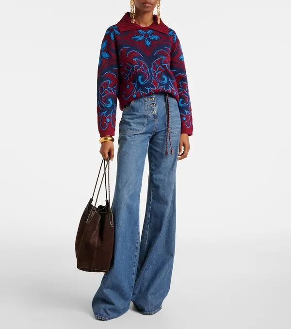 Etro Paisley Wool Jacquard Polo Sweater - Multicoloured