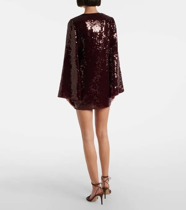 Oseree Marylin Sequined Kaftan - Burgundy