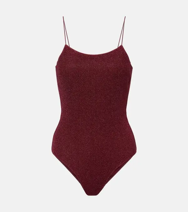 Oseree Lumière Open-back Swimsuit - Burgundy