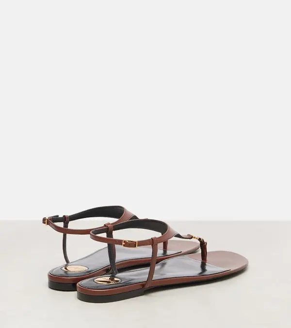 Saint Laurent Cassandra Leather Thong Sandals