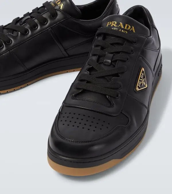 Prada Downtown Leather Sneakers - Black