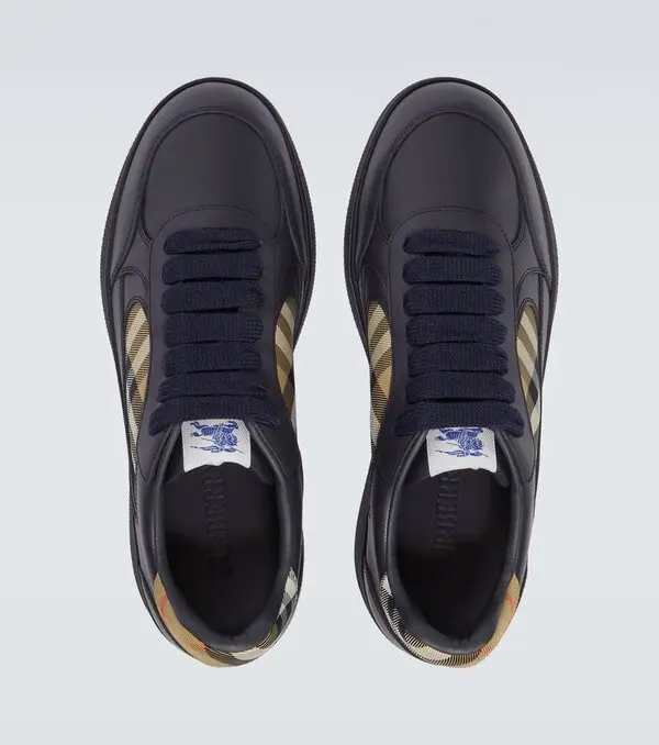 Burberry Check Leather Sneakers - Black