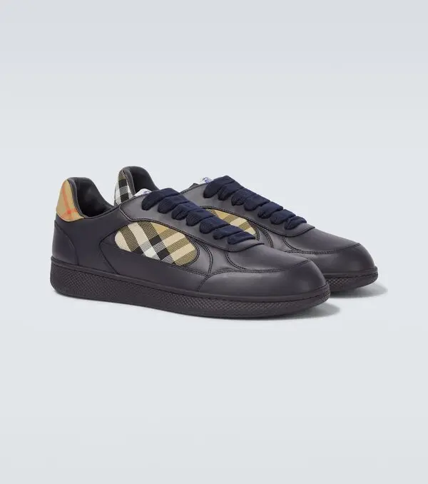 Burberry Check Leather Sneakers - Black
