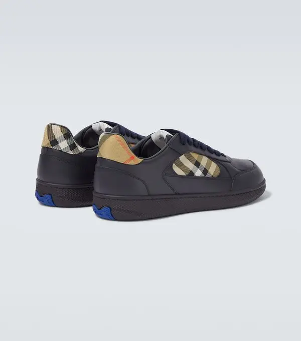 Burberry Check Leather Sneakers - Black