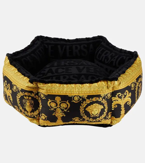 Versace I ♡ Baroque Small Cotton Dog Bed - Black