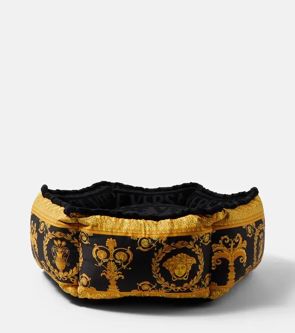 Versace I ♡ Baroque Small Cotton Dog Bed - Black