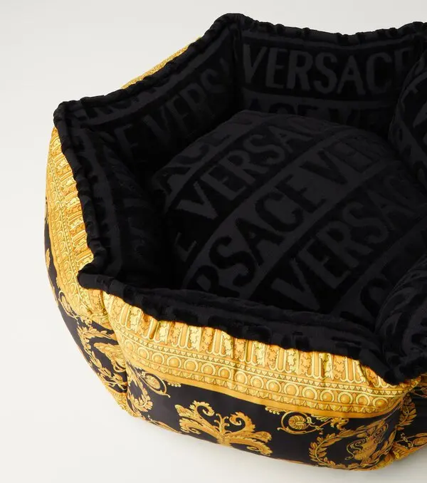 Versace I ♡ Baroque Small Cotton Dog Bed - Black