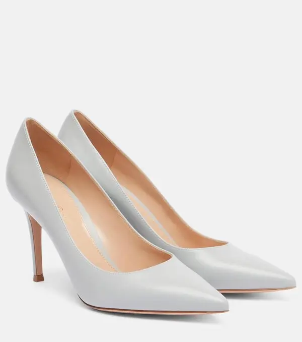 GIANVITO ROSSI 85 Leather Pumps - Grey