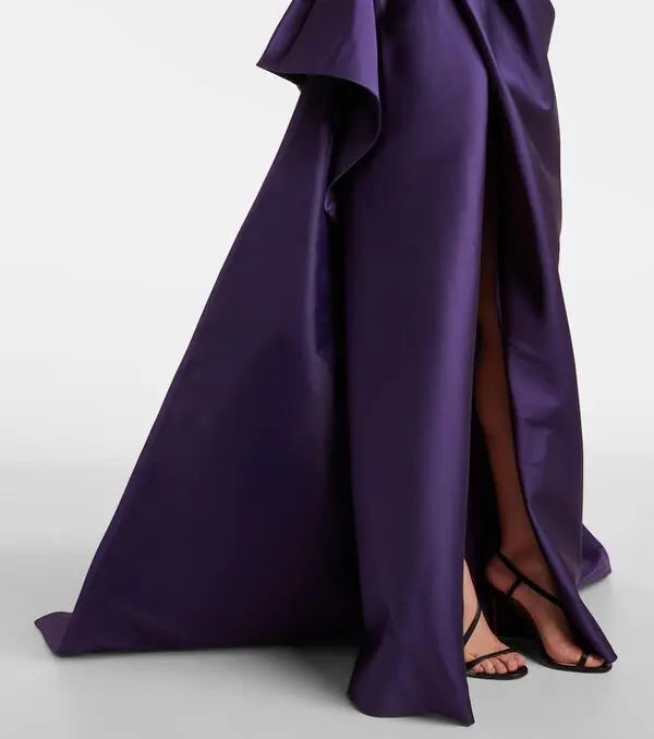 Monique Lhuillier Draped Strapless Mikado Gown