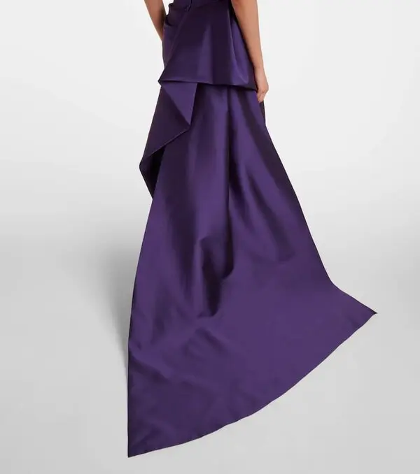 Monique Lhuillier Draped Strapless Mikado Gown