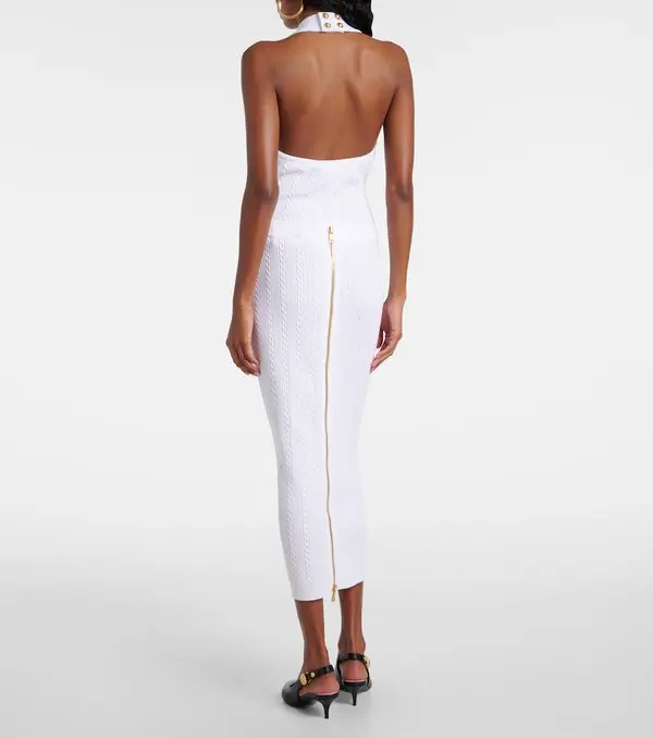Balmain Cable-knit Midi Skirt - White
