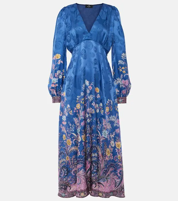 Etro Paisley Print Midi Dress - Blue