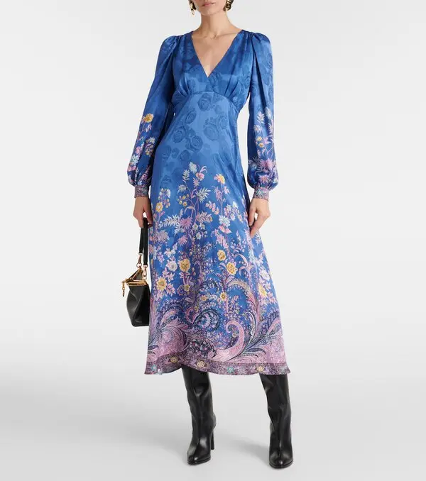 Etro Paisley Midi Dress - Blue
