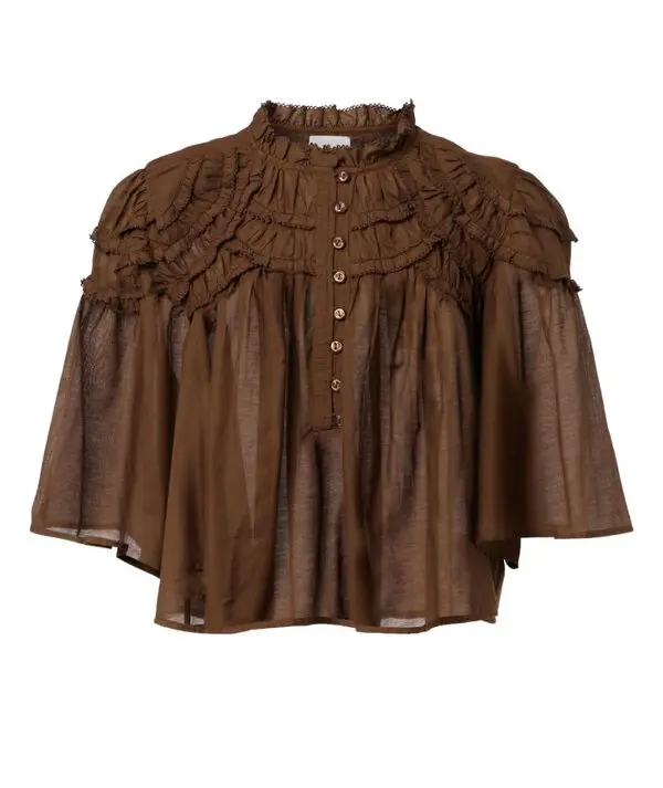 MARANT ETOILE Ruffled Cotton-blend Top