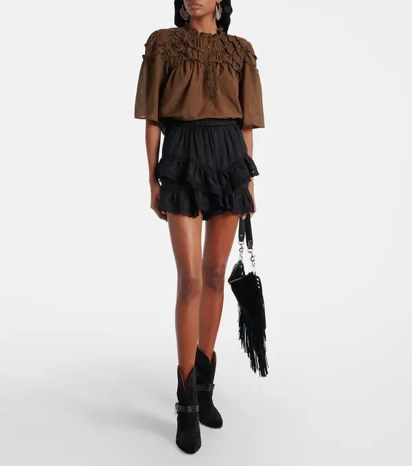 MARANT ETOILE Ruffled Cotton-blend Top