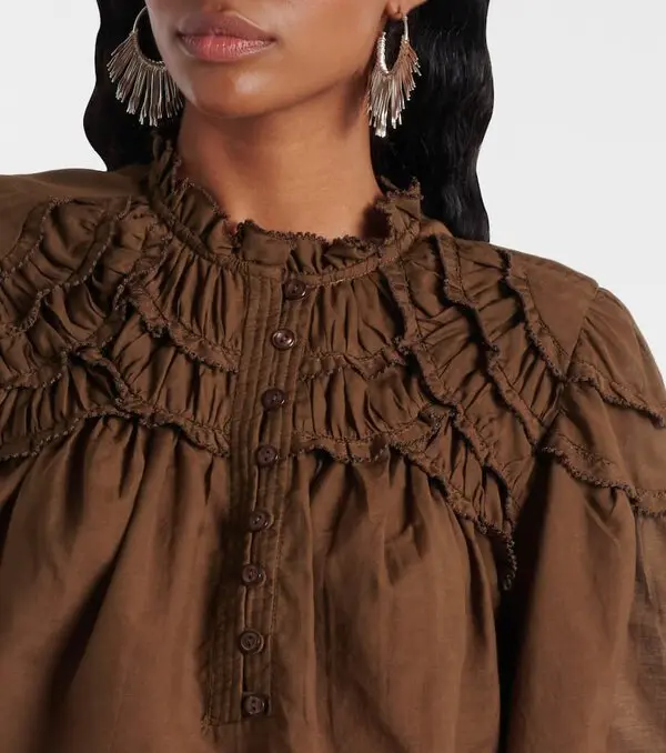 MARANT ETOILE Ruffled Cotton-blend Top