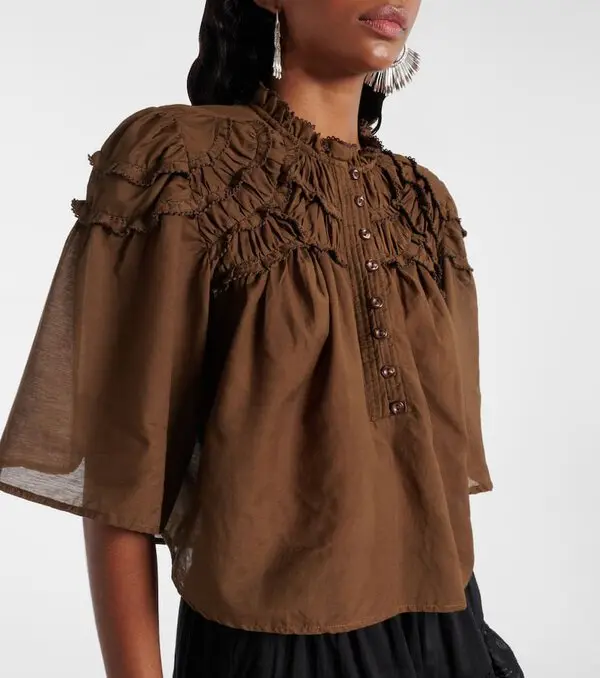 MARANT ETOILE Ruffled Cotton-blend Top