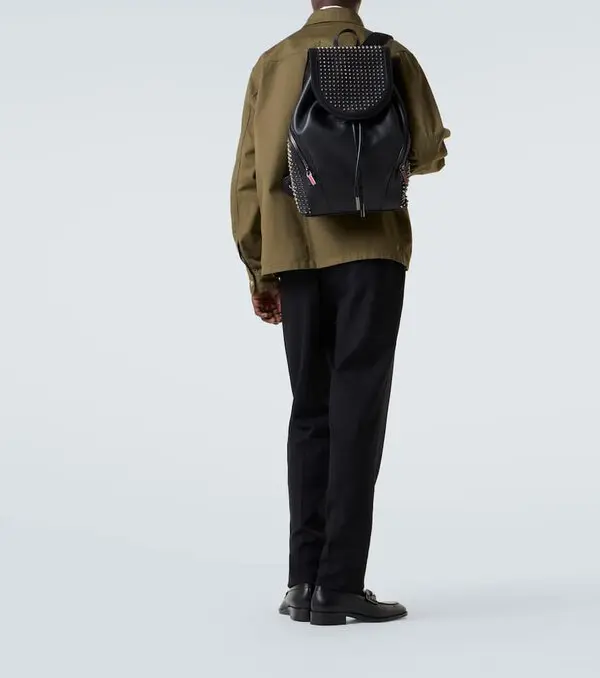 CHRISTIAN LOUBOUTIN Embellished Leather Backpack - Black