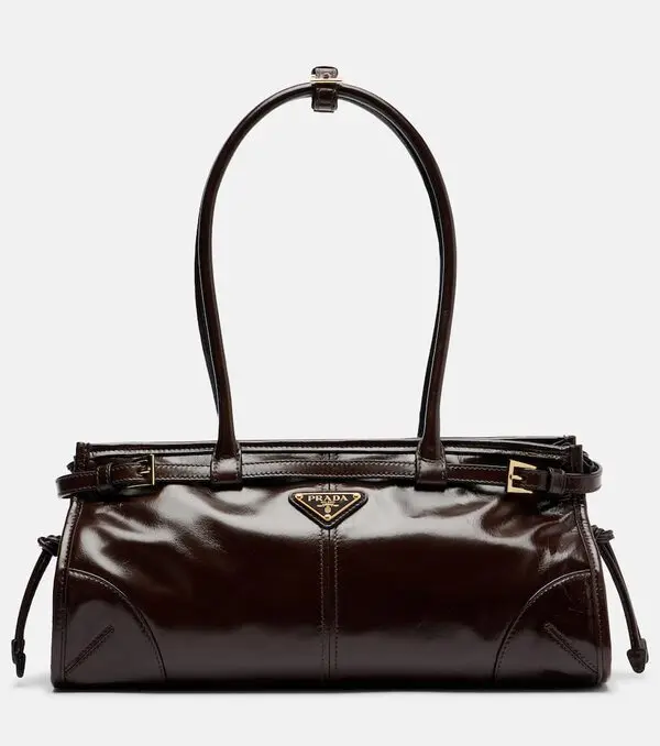Prada Bonnie Medium Leather Shoulder Bag - Brown
