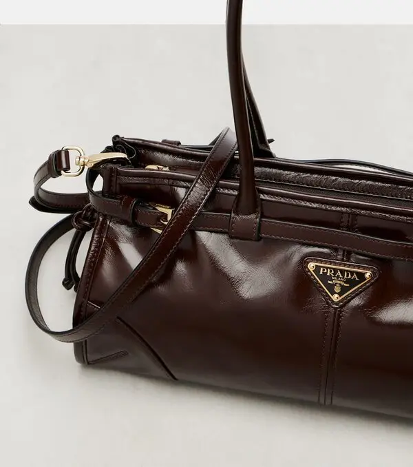 Prada Bonnie Medium Leather Shoulder Bag - Brown