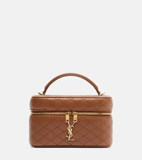 Saint Laurent Gaby Leather Vanity Bag - Brown