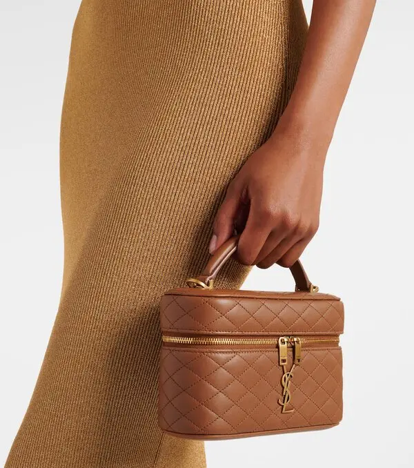 Saint Laurent Gaby Leather Vanity Bag - Brown