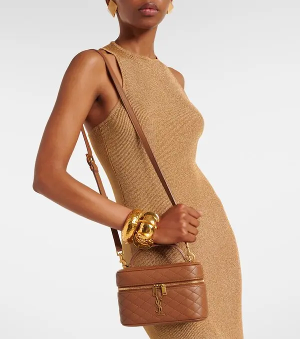 Saint Laurent Gaby Leather Vanity Bag - Brown