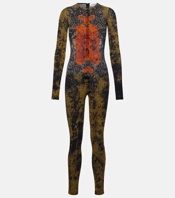 JEAN PAUL GAULTIER Printed Mesh Catsuit - Multicoloured